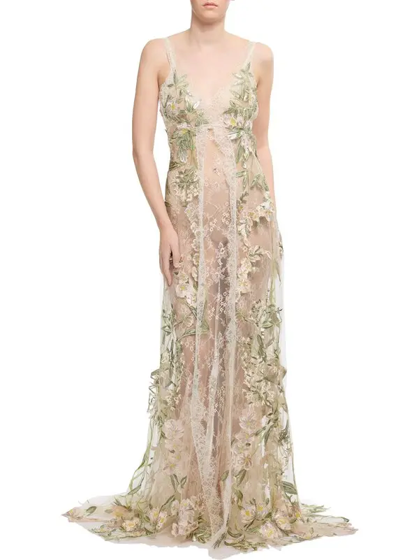 Elie Saab Embroidered Sequined Long Vest - Multi