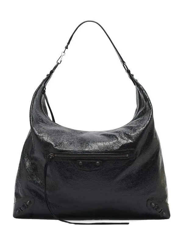 Balenciaga Le City Large Leather Shoulder Bag - Black