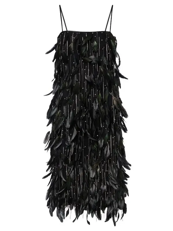 Costarellos Julita Embellished Fringed Cocktail Dress - Black
