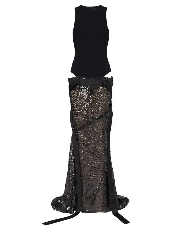 Attico Cutout Sequined Gown - Black
