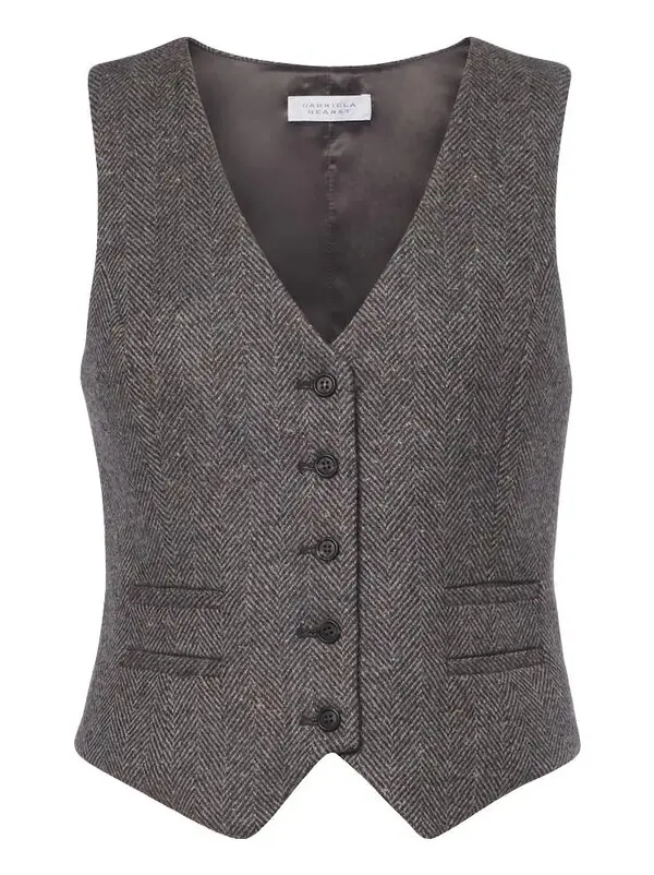 Gabriela Hearst Coleridge Herringbone Cashmere And Wool Vest - Grey
