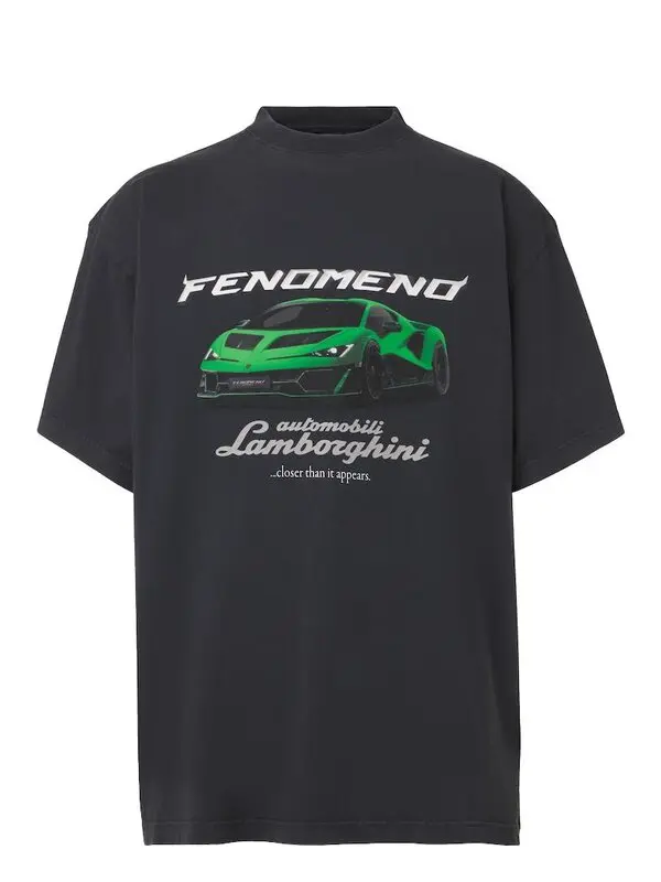Balenciaga X Lamborghini Printed Cotton Jersey T-shirt - Black