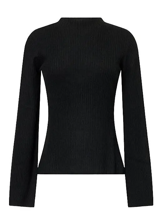 Le Kasha Ribbed Long-sleeve Cashmere Top - Black