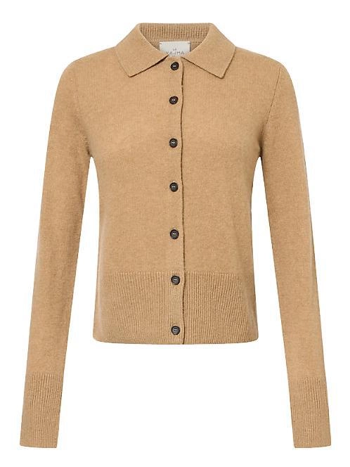 Le Kasha Ribbed-trims Cashmere Knitted Polo Cardigan - Camel
