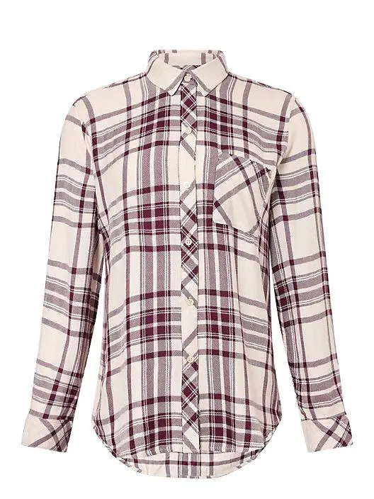 Rails Hunter Checked Woven Shirt - Ivory Maroon