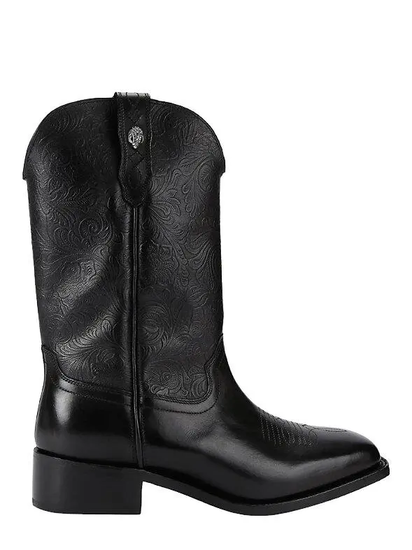 Kurt Geiger Phoenix Leather Western Boots - Black