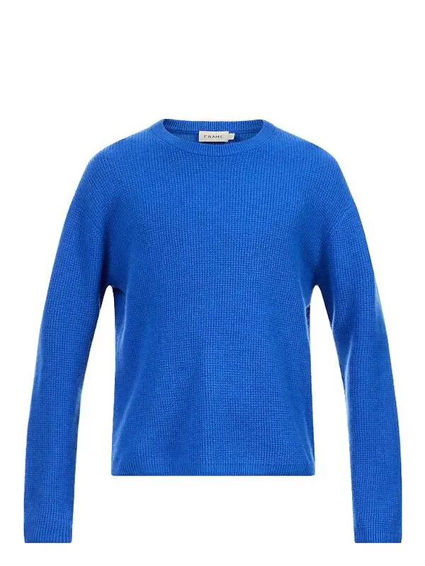 FRAME Crewneck Textured Wool-and-cashmere Jumper - Deep Blue