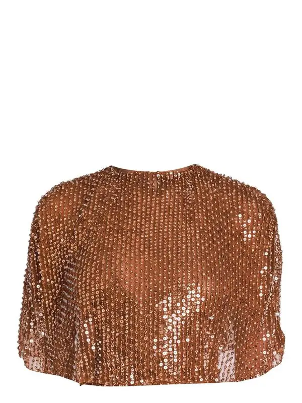 Retrofete Sylvey Crystal Mesh Capelet - Hazelnut