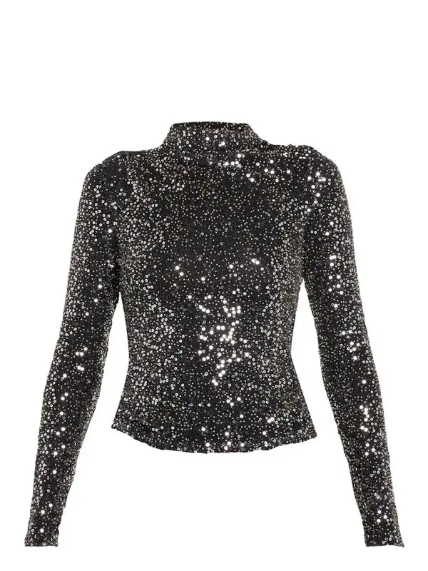 Isabel Marant Étoile Lou Embellished Mesh High-neck Top - Silver
