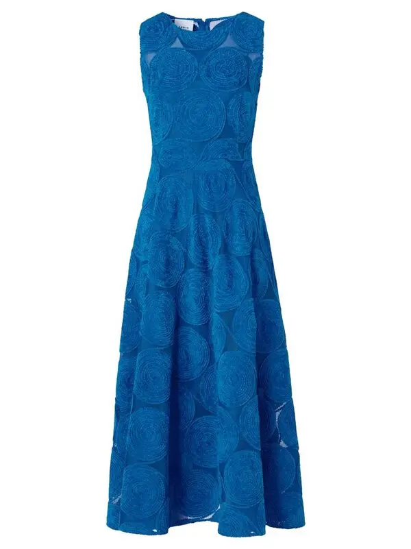 Akris Chenille Dot Embroidered Sleeveless Midi Dress - Uranus