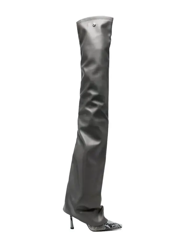 Attico Robin Snakeskin-effect Boots - Grey
