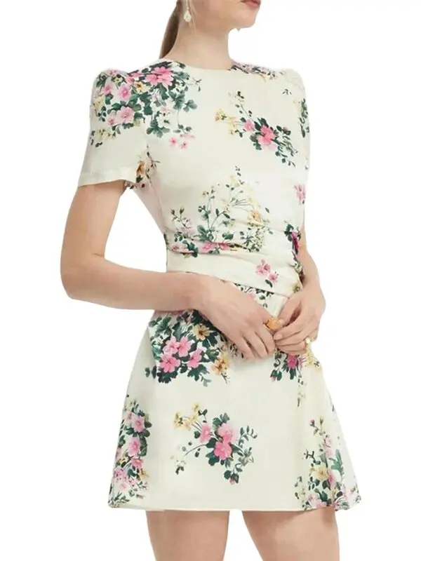 LEO LIN Elyse Ruched Floral-print Mini Dress - Psy Prnt S