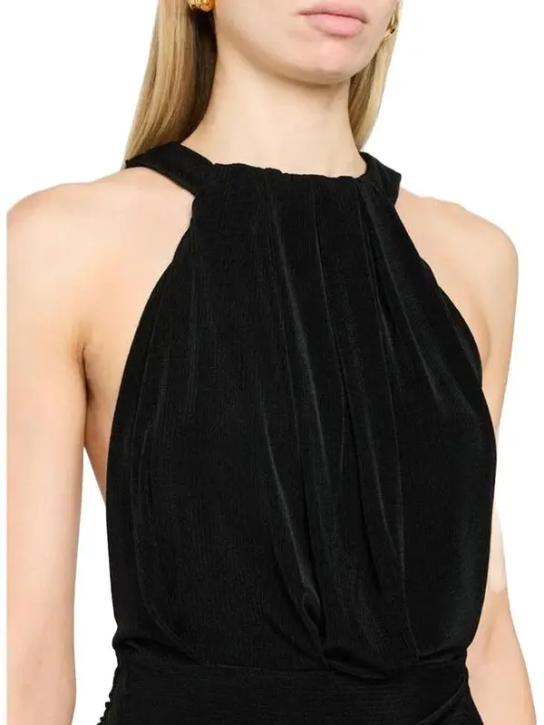 Black Halo Lucine Shirred Draped Gown - Midnight