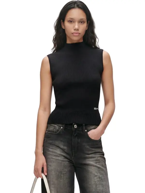 Karl Lagerfeld Sleeveless Knitted Top - Black