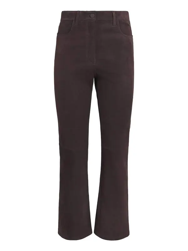JOSEPH Suede Flared Duke Trousers - Brown