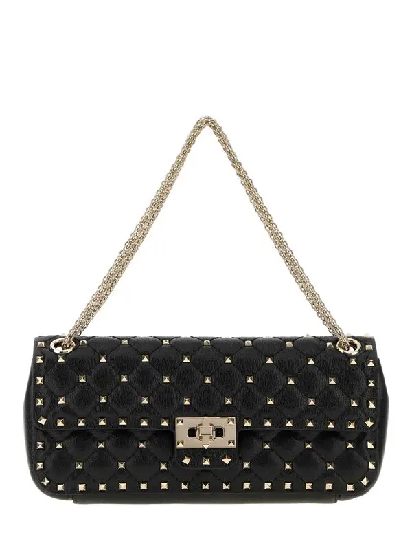 Valentino Garavani Rockstud Spike Mini Shoulder Bag In Leather, 26.5 Cm X 12 Cm X 4.5 Cm - Black