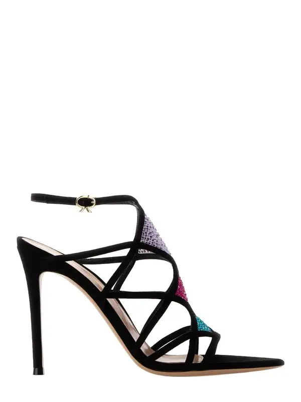 GIANVITO ROSSI Confetti Mesh And Suede Sandals With 10.5 Cm Heel - Multicoloured