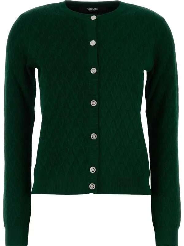 Versace Stretch Viscose Blend Cardigan - Green