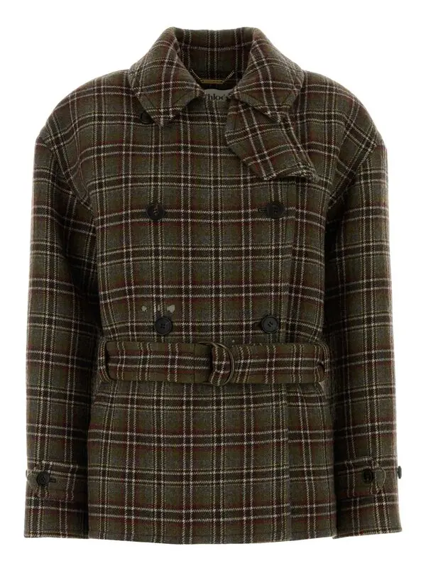 Chloé Embroidered Wool-blend Jacket For - Checked