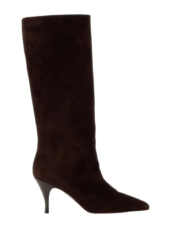 HERBERTH LEVINE 8 Cm Suede Brow Mini Heel Boots - Brown