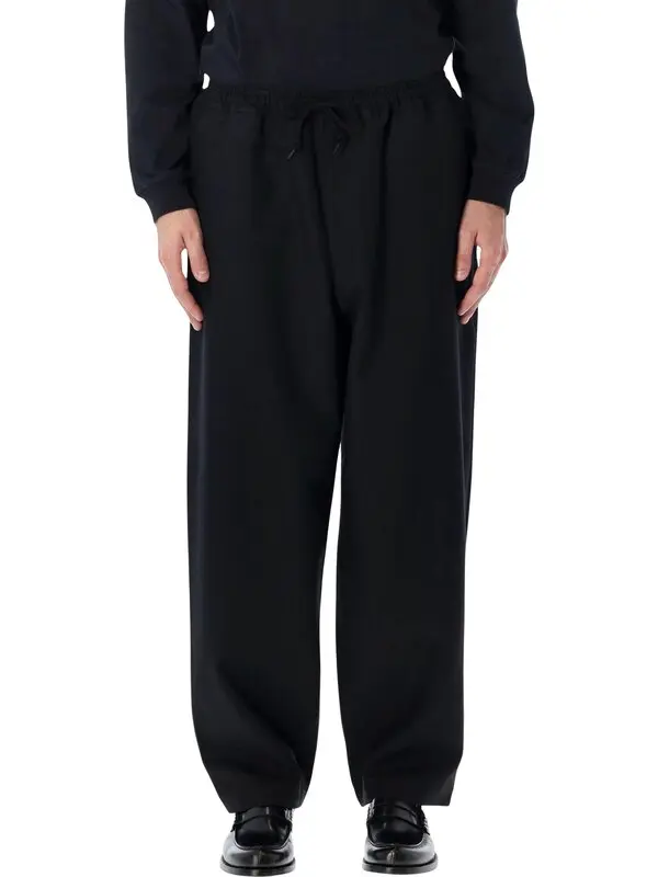 Comme Des Garçons Wide-leg Drawstring Wool Trousers - Nero