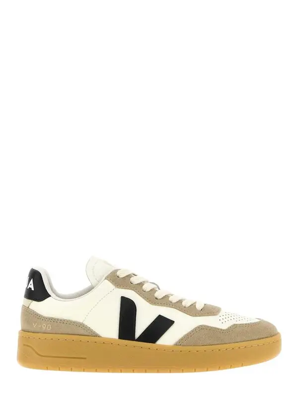 VEJA V-90 Leather And Suede Sneakers - Multicoloured