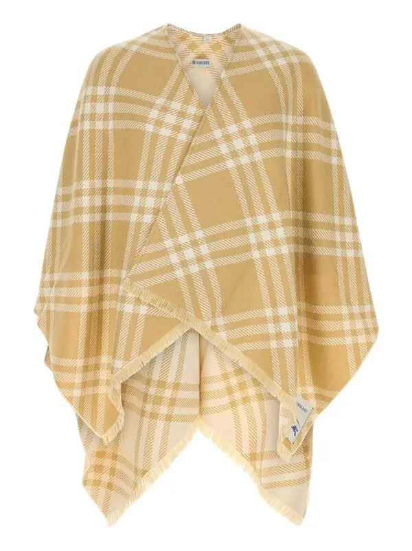 Burberry Embroidered Wool-blend Cape - Checked