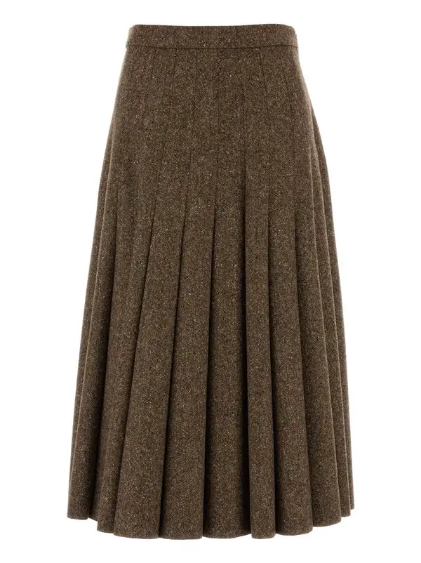 Brunello Cucinelli Melange Wool-blend Skirt - Brown