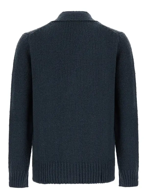 KANGRA Wool Blend Cardigan With Button Front, Classic Collar And Long Sleeves - Grey
