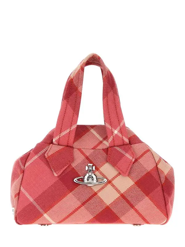 VIVIENNE WESTWOOD Yasmine Mini Embroidered Suede Handbag - Checked
