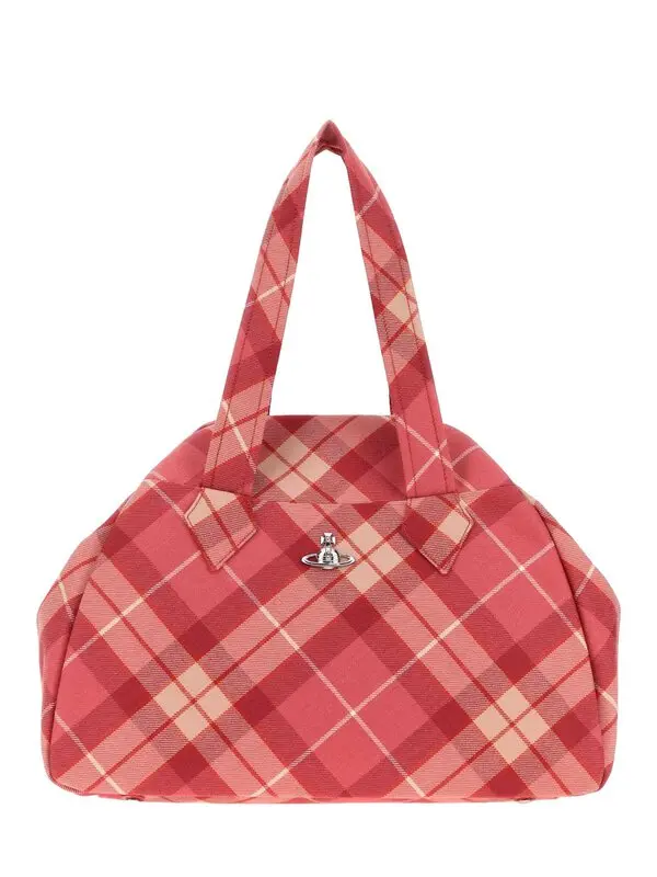VIVIENNE WESTWOOD Embroidered Archive Shopping Handbag - Checked
