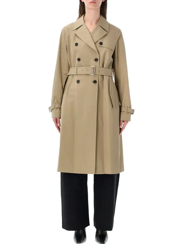 Fendi Cotton Gabardine Double-breasted Trench Jacket With Adjustable Waist Belt - Beige