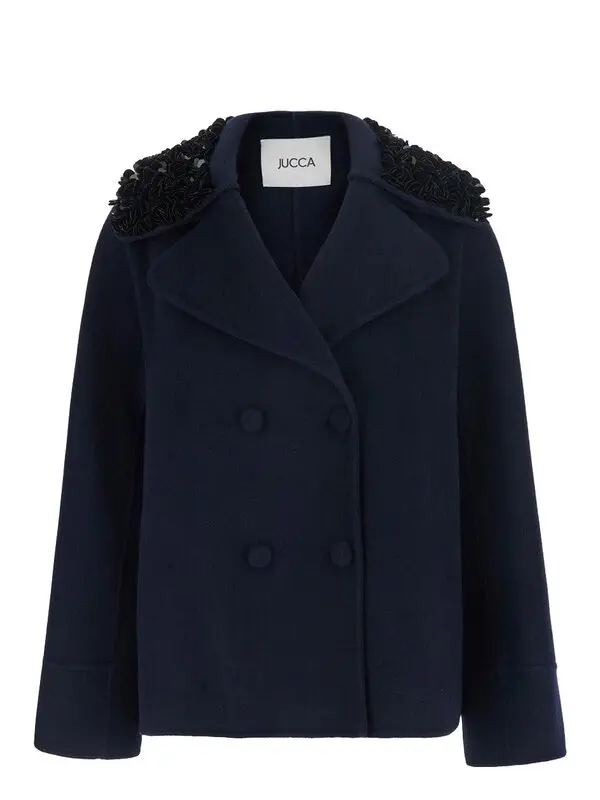 JUCCA Decorated Collar Jacket With Embroidered Detail For - Blu