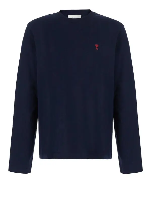 AMI Paris Long-sleeve T-shirt With Of Coeur Logo - Blu