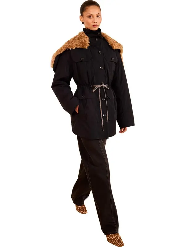 Ulla Johnson Milo Jacket With Fur Lined Hood - Noir