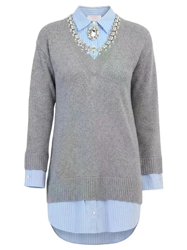Cinq À Sept Santina Crystal-embellished Layered Mini Dress - Grey