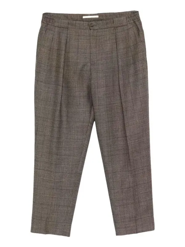 BRIGLIA 1949 Portobello Check Pleated Trousers - Brown