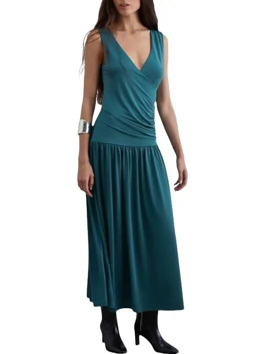 SCALPERS Draped Fine Knit Dress - Emerald