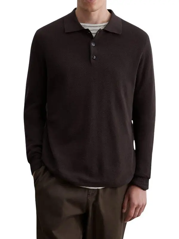 SCALPERS Polo Neck Tricot Sweater - Brown