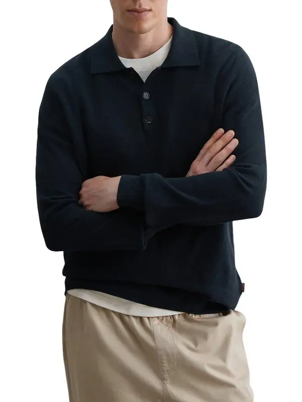SCALPERS Polo Neck Tricot Sweater - Navy