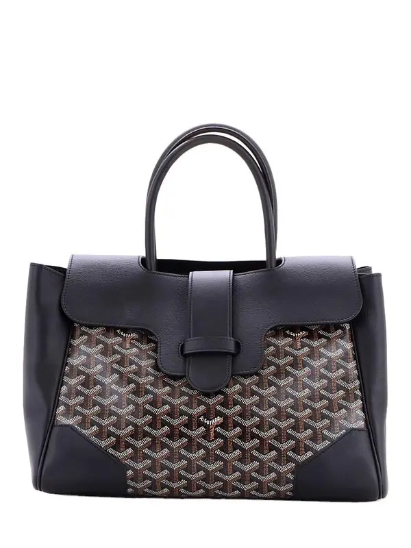 Goyard Saigon Tote Bag Coated Canvas With Leather - Black