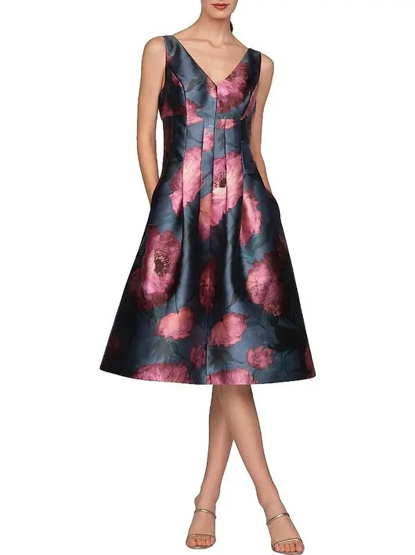 KAY UNGER Ines Cocktail Dress - Chambray Multi