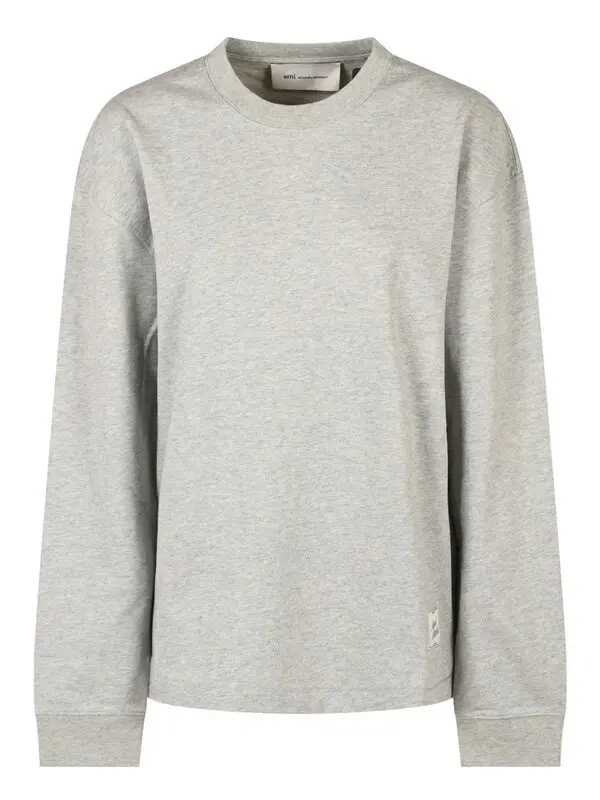 AMI Paris Logo-patch Sweatshirt - Gray