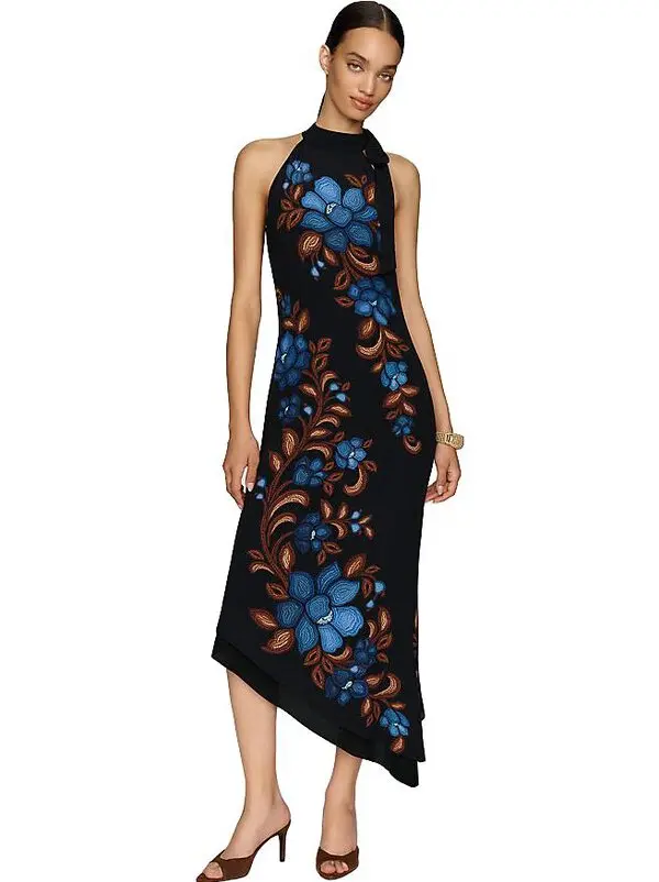 Farm Rio X Halter Maxi Dress - Black Pattern