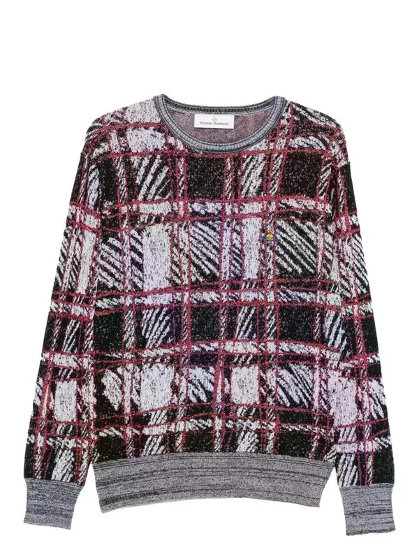 VIVIENNE WESTWOOD Tartan-check Orb-embroidered Sweater - Black