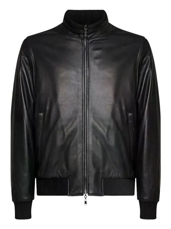 BARBA NAPOLI Zip-up Leather Jacket - Black