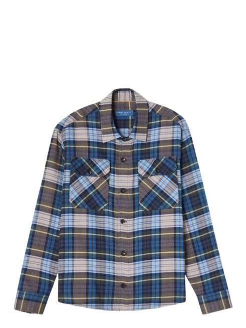 Robert Talbott Bradley Luxe Flannel Plaid Shirt Jacket - Blue Multi