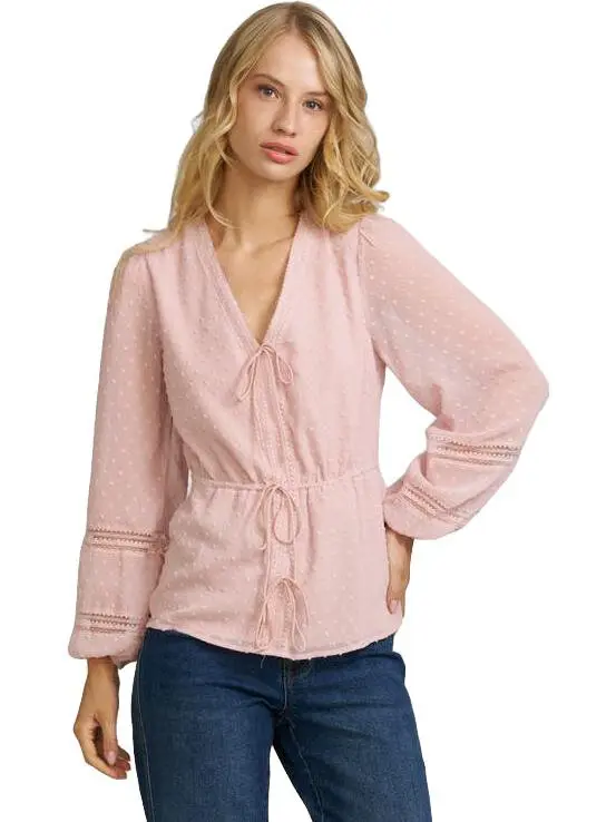 ELLE COLLECTION Lace Detailed Blouse - Blush