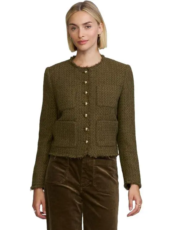 ELLE COLLECTION Heritage Tweed Jacket - Olive