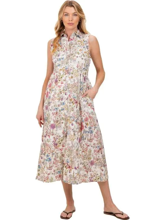 PINKBLUSH Garden Print Sleeveless Shirt Dress - Multi